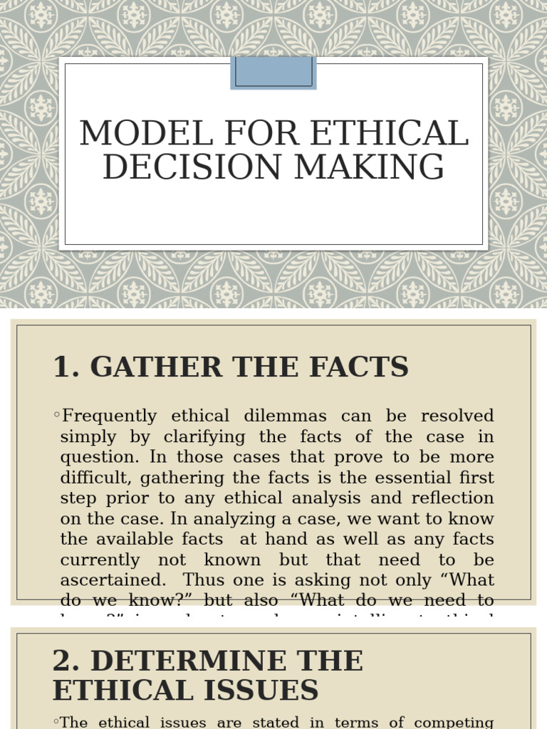 ETIC211 Week 5 Model For Ethical Decision Making | PDF | Liberal Arts Education | Psychological ...