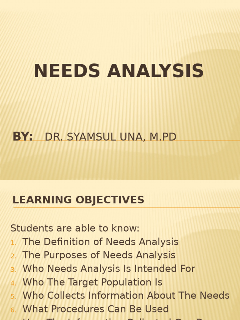 Needs Analysis | PDF | Curriculum | Teachers