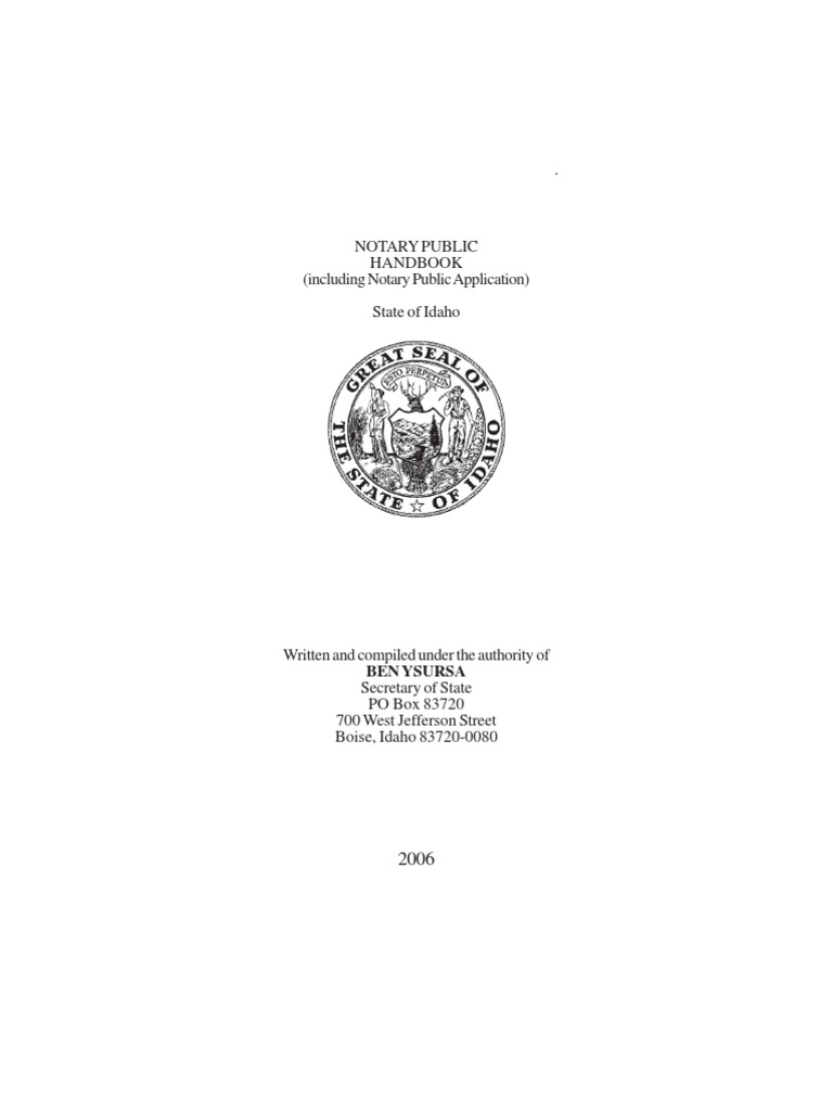 Idaho Notary Handbook | PDF | Notary Public | Oath Of Office