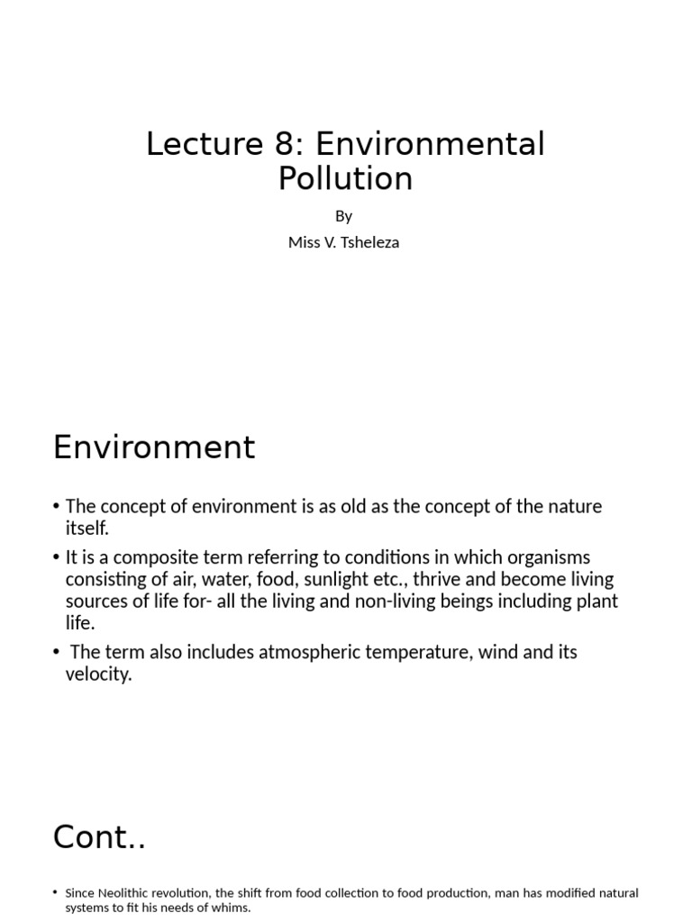 Lecture 8.pptx Environmental Pollution | PDF | Environmental ...
