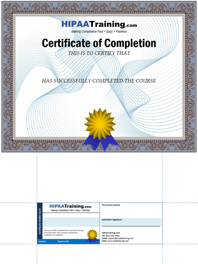 HIPAA Awareness For Business Associates Certificate | PDF | Health ...