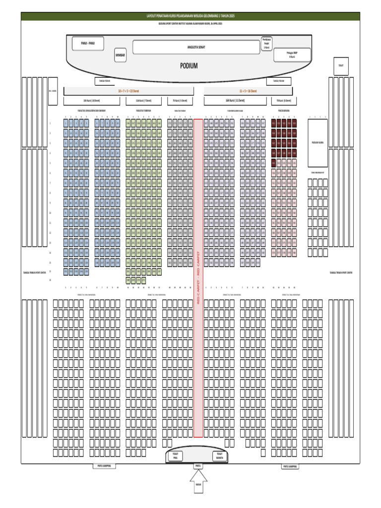 Denah Layout Penataan Kursi Dan Pemanggilan Peserta Wisuda Gelombang 1 ...