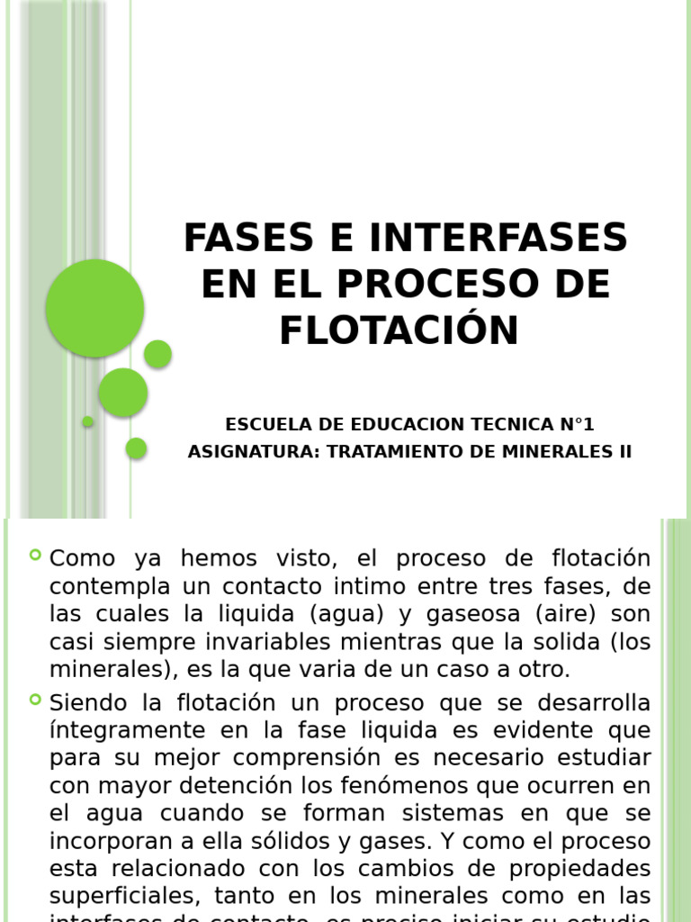 06 - Fases e Interfases en El Proceso de Flotacion | PDF | Adsorción | Polaridad química
