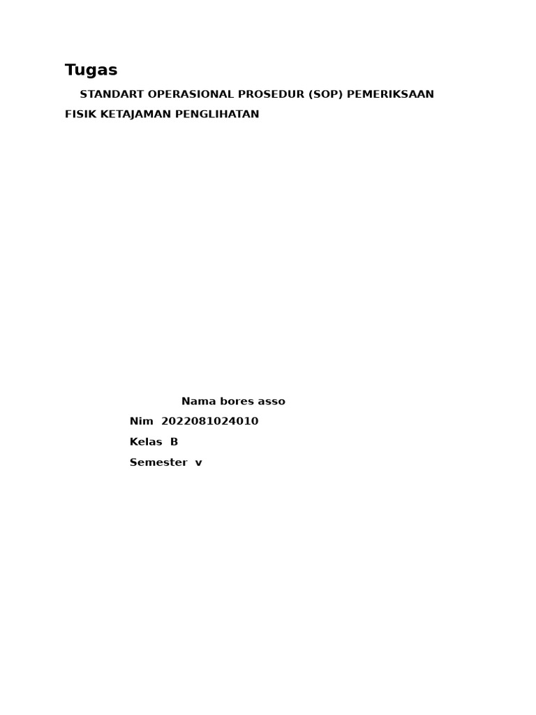 SOP Pemeriksaan Ketajaman Indera Sensori | PDF