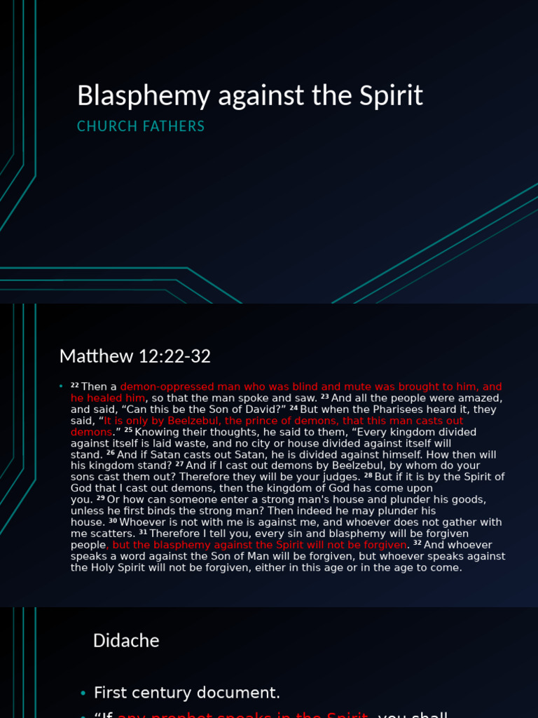 Blasphemy Against The Spirit | PDF | Jesus | Blasphemy