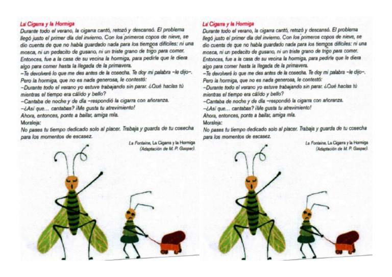 Fabula Cigarra Yn Hormiga | PDF