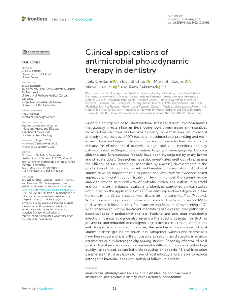 Clinical Applications of Antimicrobial Photodynamic Therapy in ...