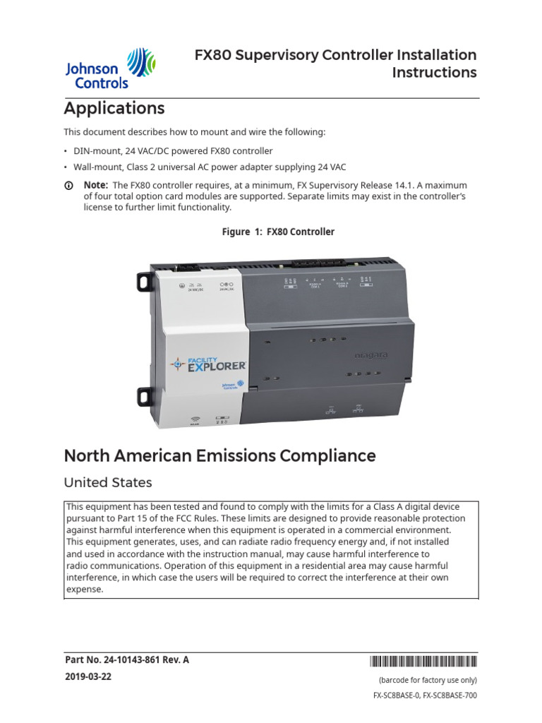 Applications: FX80 Supervisory Controller Installation Instructions | PDF | Electrical Connector ...