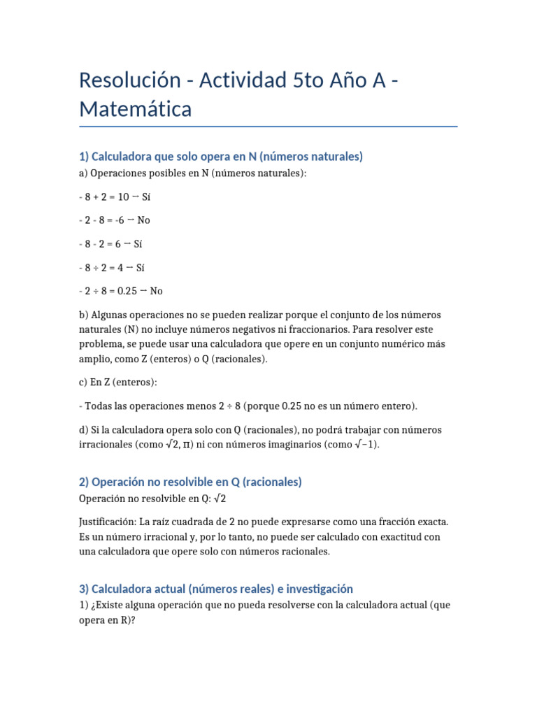 Resolucion Actividad 5to A Matematica | PDF