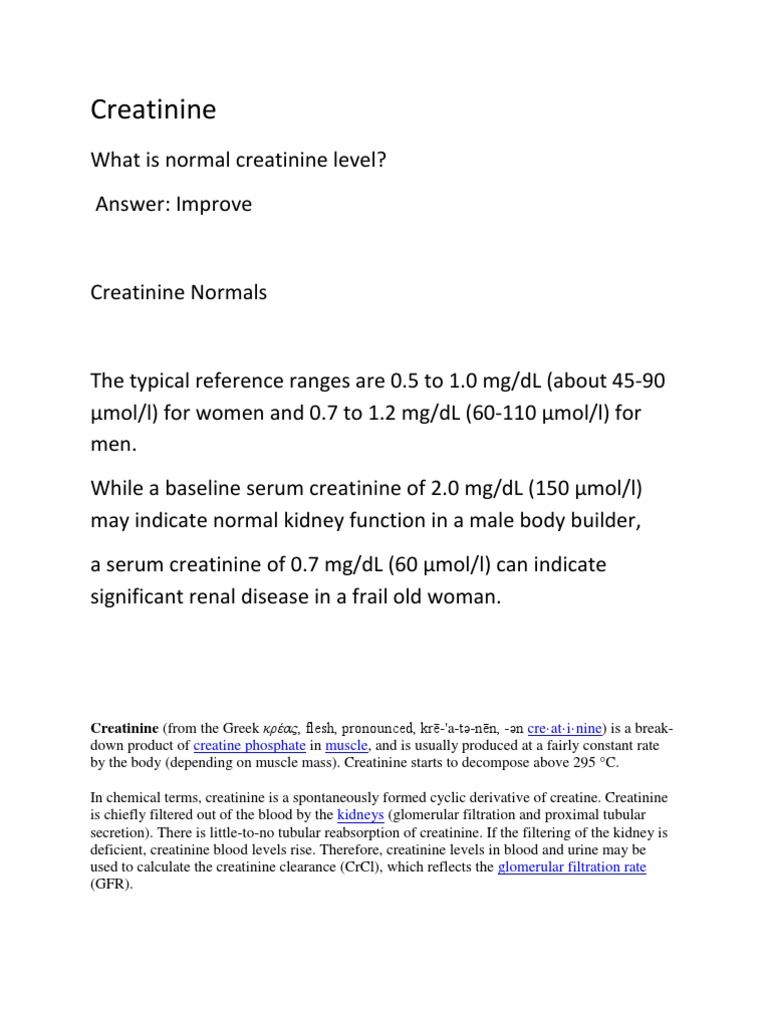 Creatinine | PDF | Creatinine | Renal Function
