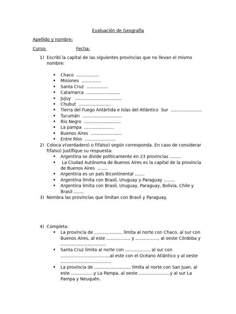 Examen de Geografia | PDF