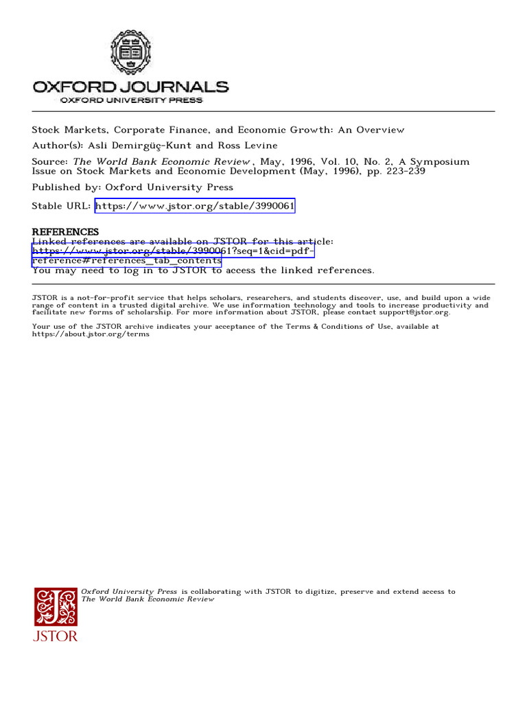 Stock Markets and Economic Growth Overview | PDF | Market (Economics ...