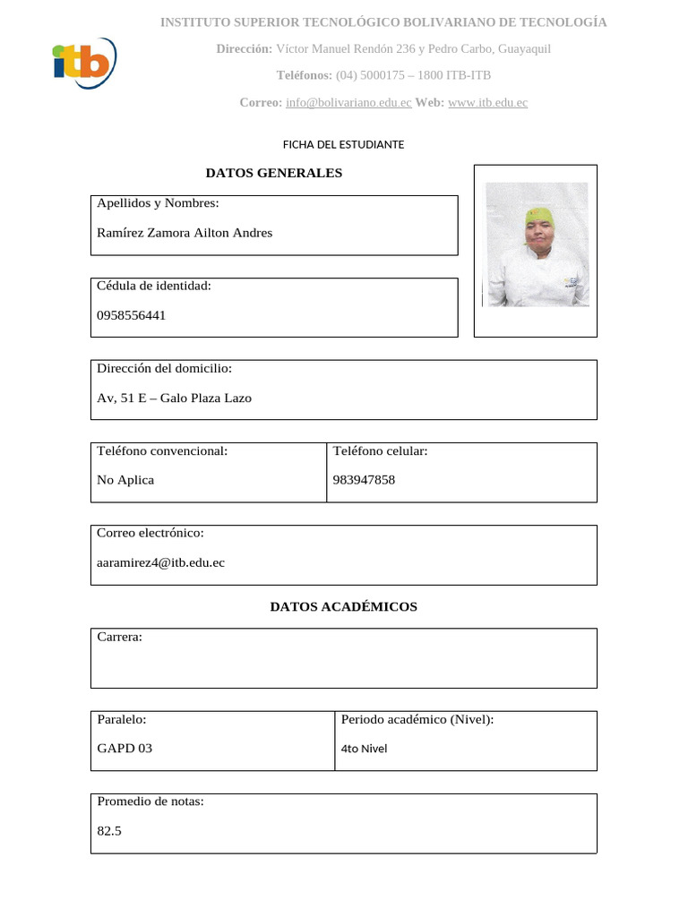 1 Ficha de Estudiante | PDF