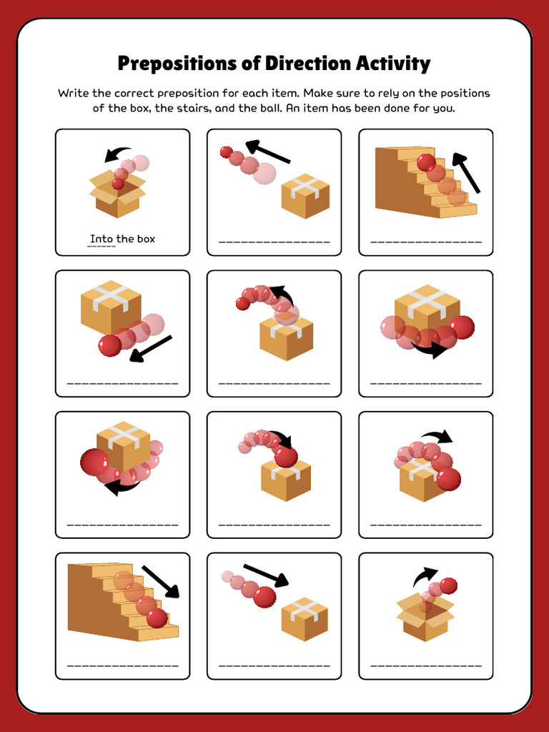 Preposition of Direction Exercise | PDF