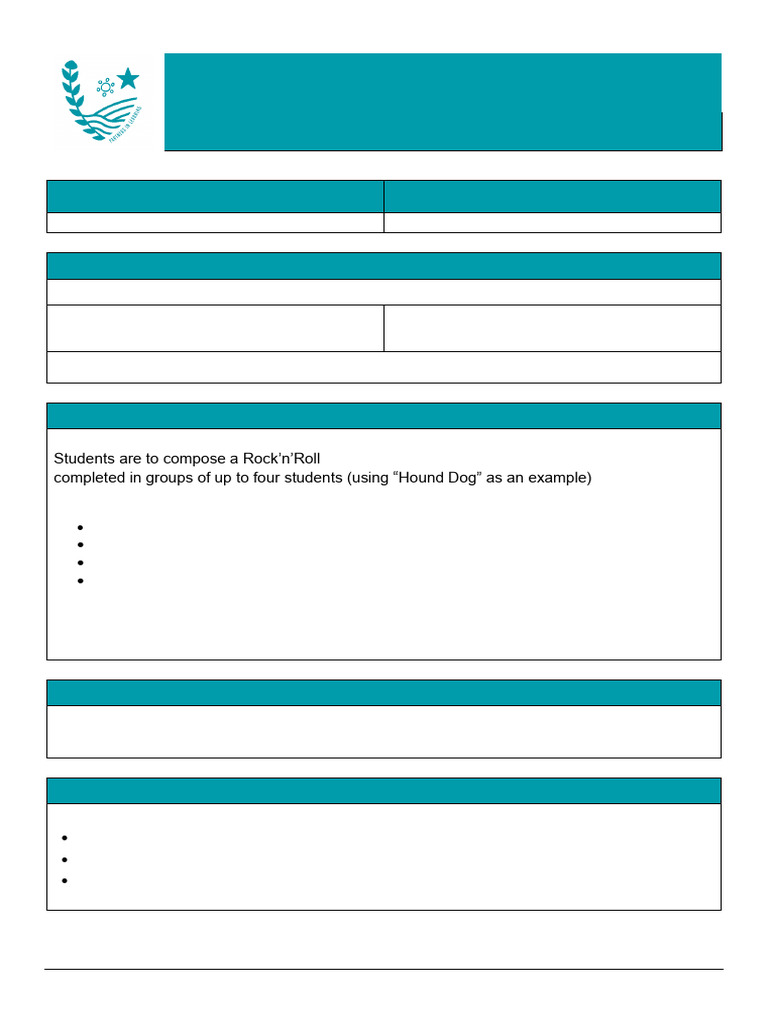 Year 8 Music Rock’n’Roll Composition Task | PDF | Musical Compositions ...