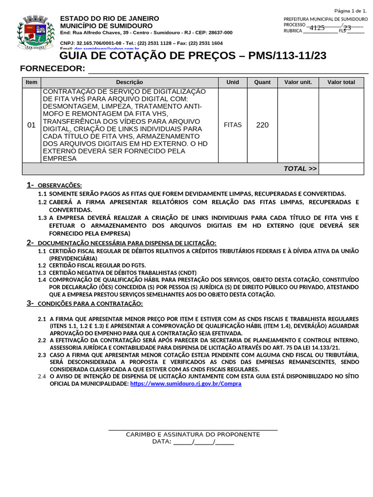 Guia PMS-113-11-23 - Smecelt - Contratação de Serviço de Digialização ...
