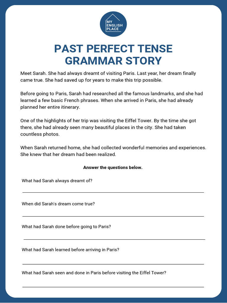 Past Perfect Tense in Personal Stories | PDF