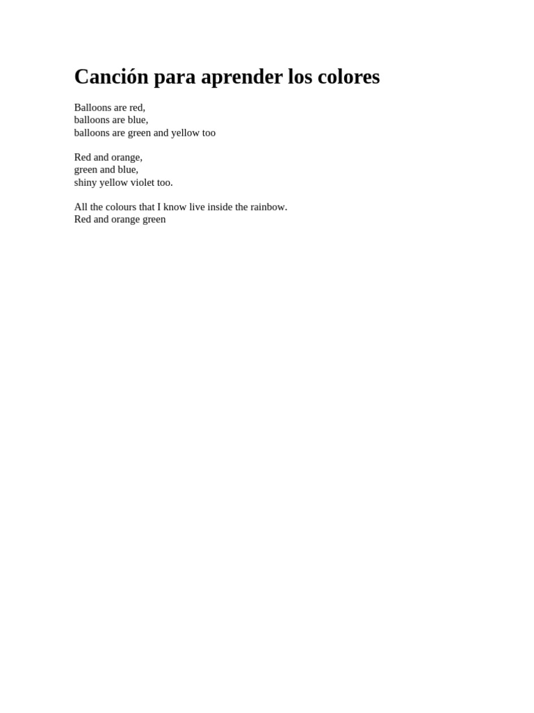 Canción para Aprender Los Colores | PDF