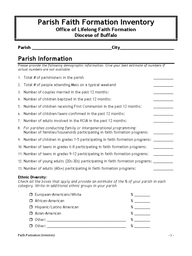 1 Faith Formation Inventory | PDF | Prayer | Retreat (Spiritual)