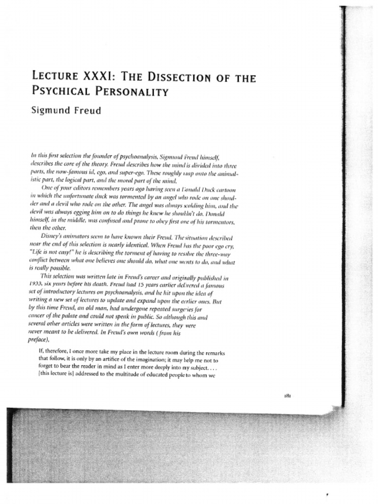 1.1 Freud, S. (1933) Lecture XXXI, The Dissection of The Psychical ...