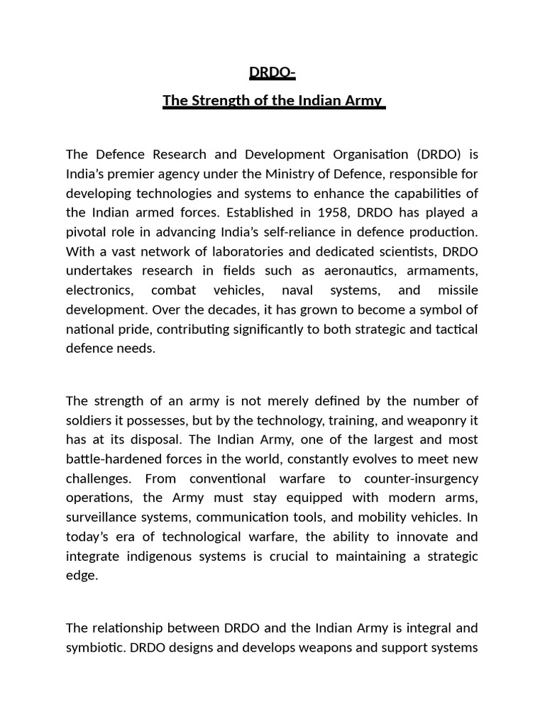 DRDO-The Strength of The Indian Army | PDF | Military | Military Science