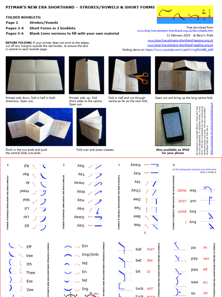 Folded Booklets Strokes Vowels Short Forms Long Live Pitmans Shorthand ...