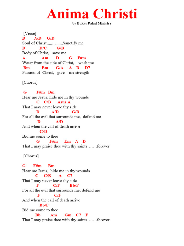 Anima Christi Lyrics and Chords | PDF