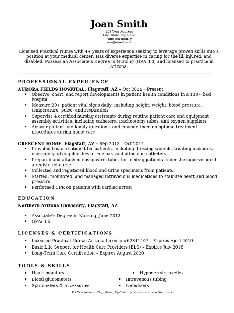 LPN Sample Resume 1 | PDF | Health Sciences | Medicine