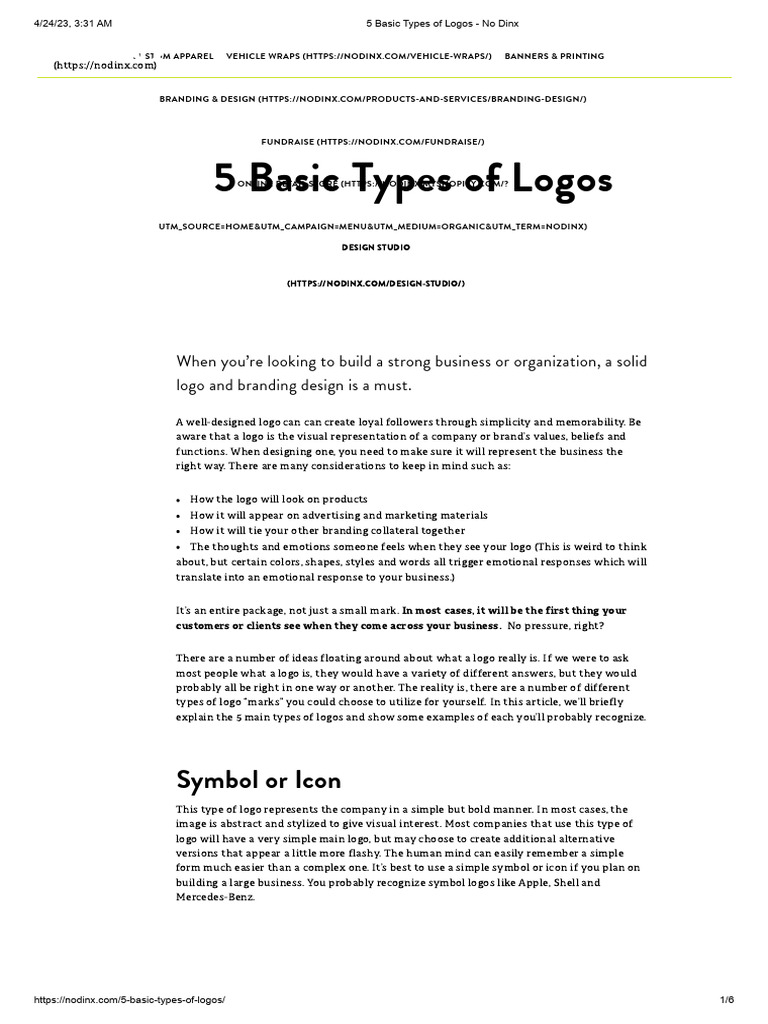 5 Basic Types of Logos - No Dinx | PDF | Brand | Logos