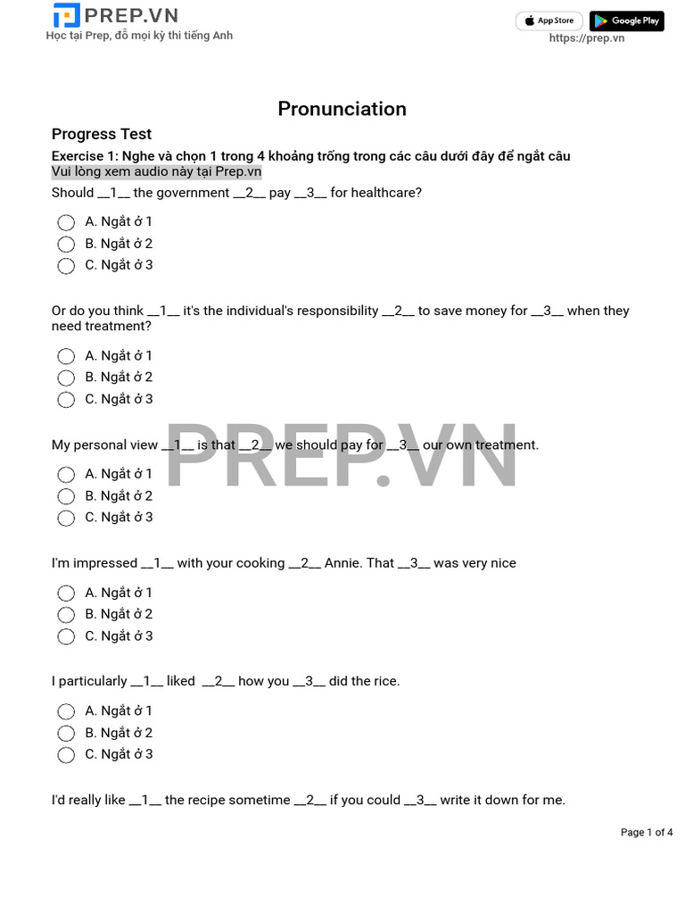 Prep.vn - phát Âm Trung Cấp | PDF