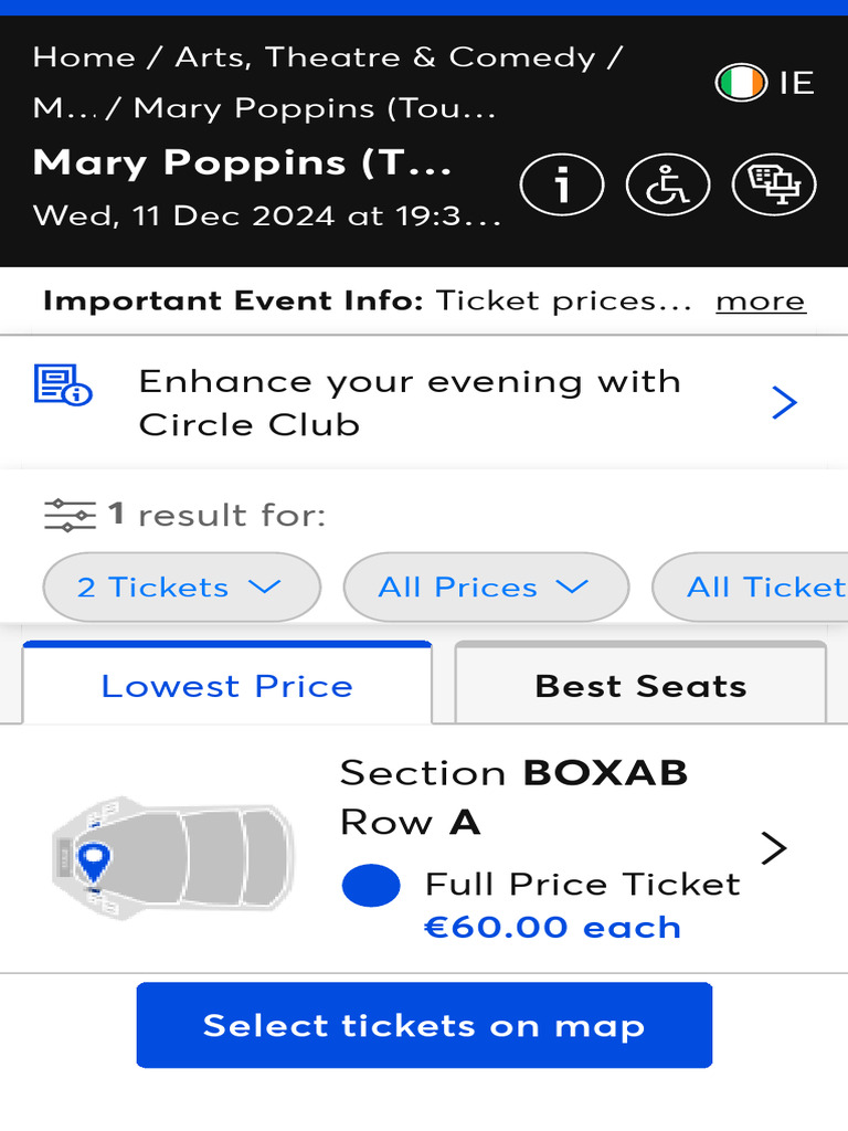 Tickets Mary Poppins (Touring), Dublin Wed, 11 Dec 2024 at 1930 ...