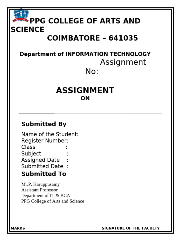 VB Assignment Front Page | PDF