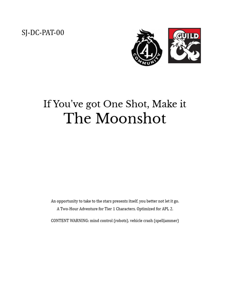 The Moonshot Adventure Guide | PDF | Wizards Of The Coast | Dungeons ...