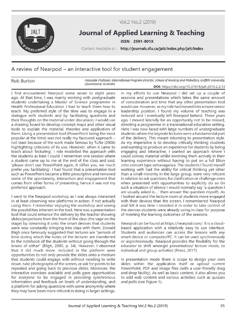 View of A Review of Nearpod - An Interactive Tool For Student Engagement - Journal of Applied ...