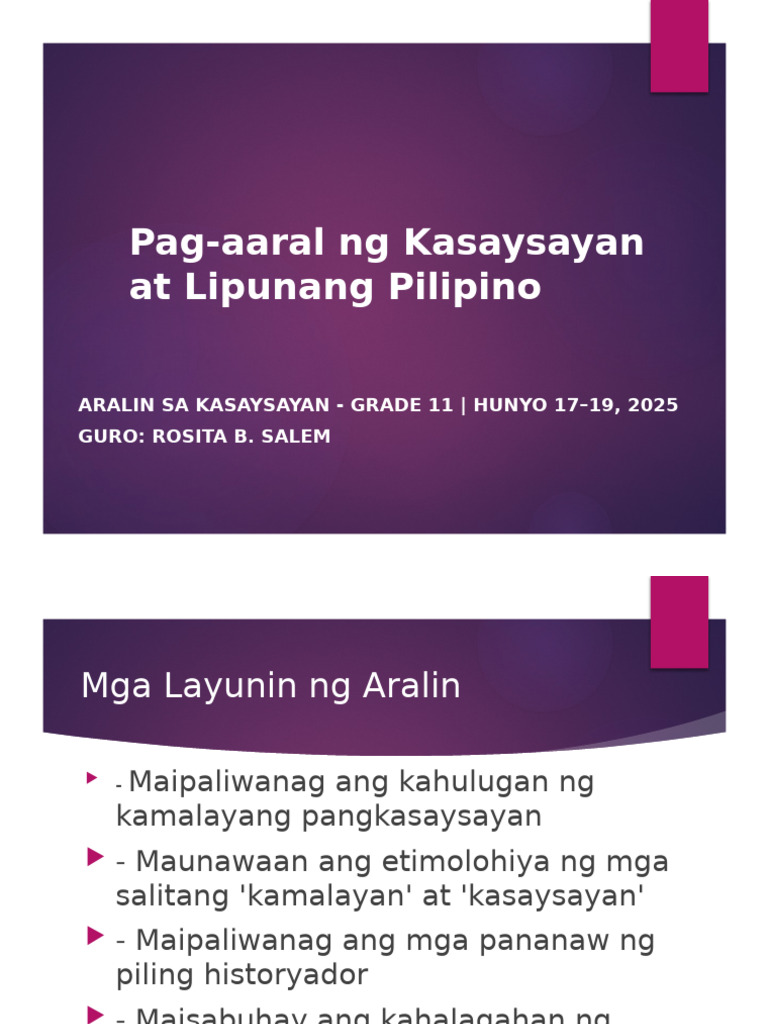 KASAYSAYAN WEEK 1for Lecture | PDF