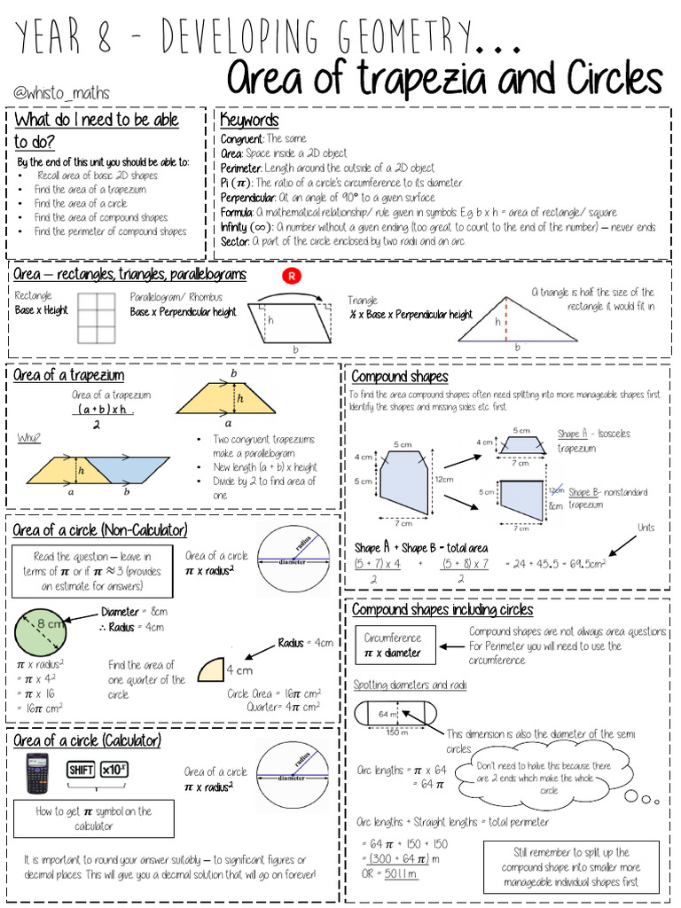 Unit 14 Area of Trapezia and Circles KO | PDF | Area | Rectangle