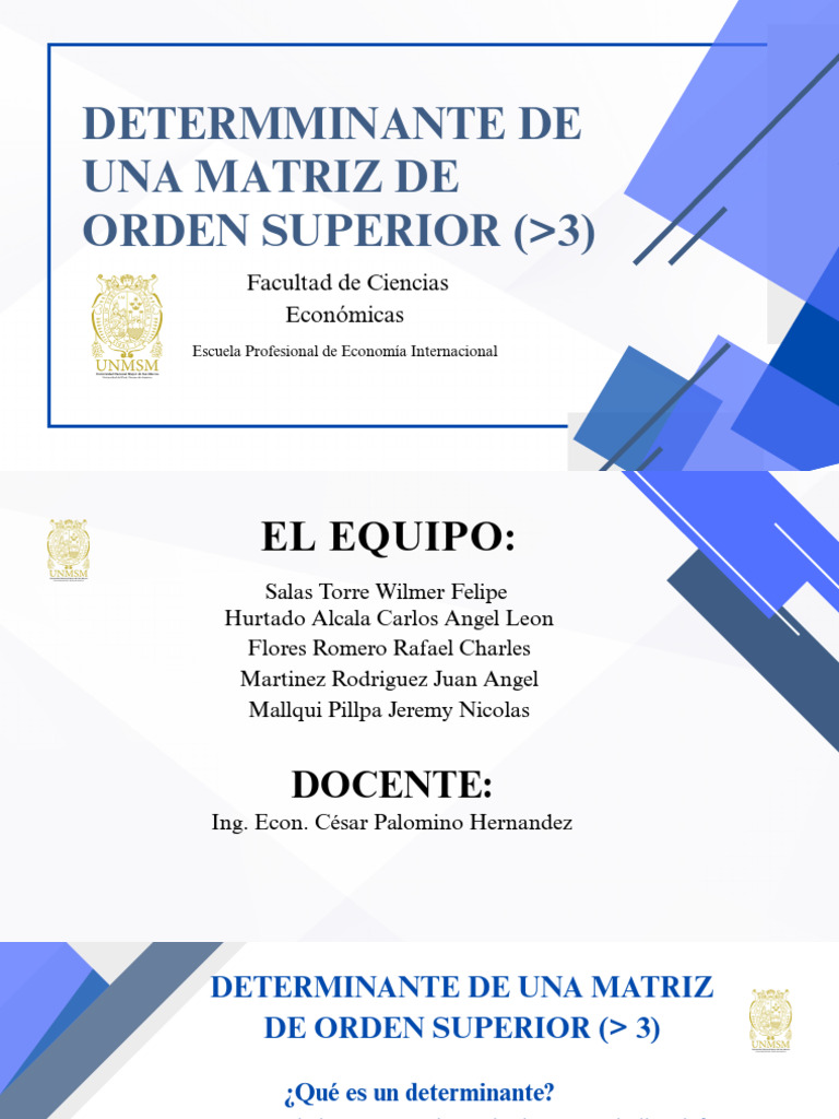 Determinante de Una Matriz de Orden Superior A 3 (Grupo9) | PDF ...