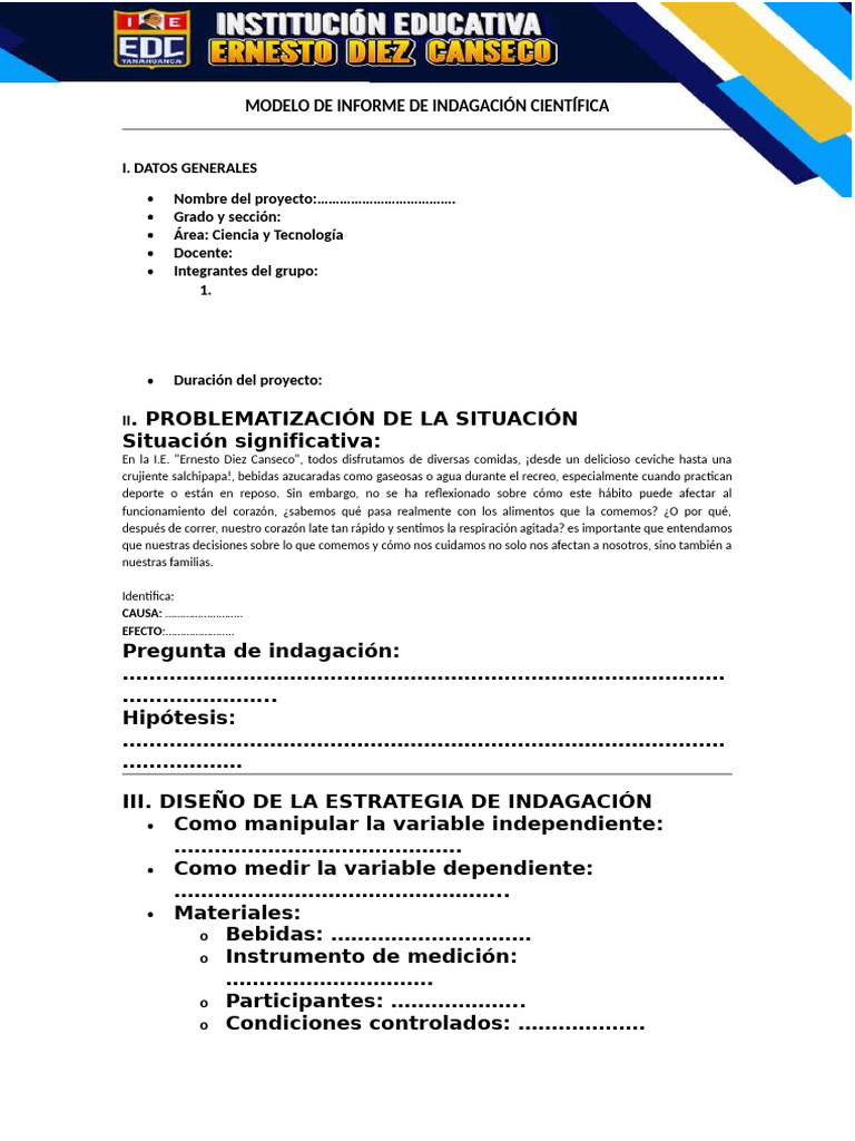 Modelo de Informe de Indagación Científica | PDF
