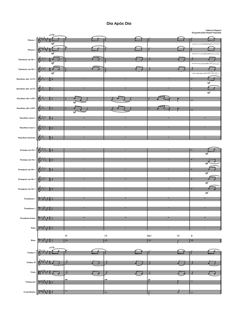 Dia Após Dia F# (Valeska Maysa) - Partituras e Partes | PDF