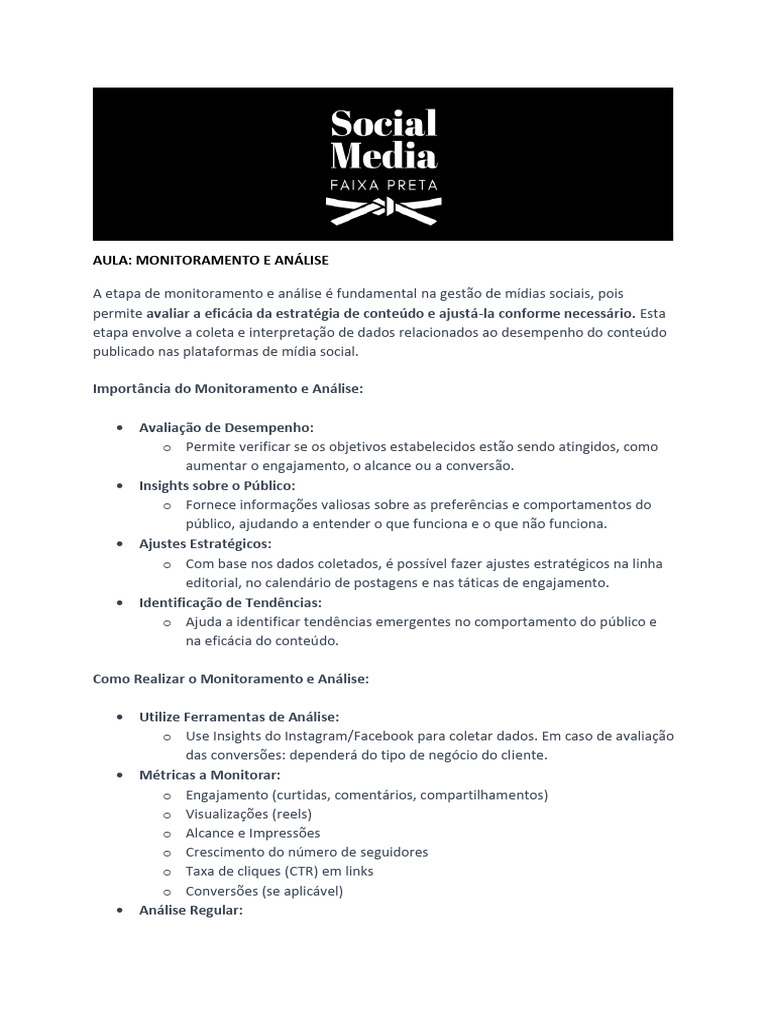 7 - MONITORAMENTO E ANÁLISE | PDF | Redes sociais | Cultura Popular e Estudos de Mídia