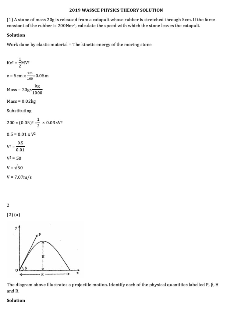 2019 Wassce Physics Theory Solution | PDF | Emission Spectrum | Electromagnetic Spectrum