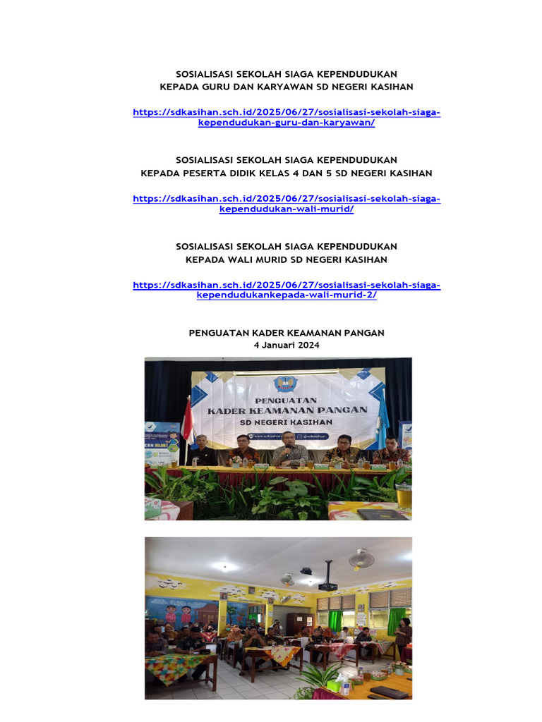 Dokumentasi Kegiatan SSK Di Website Sekolah | PDF