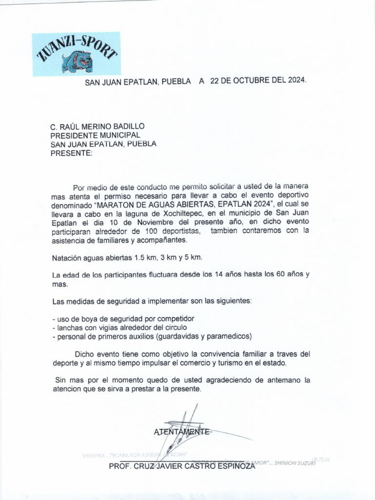 Solicitud de Natacion | PDF