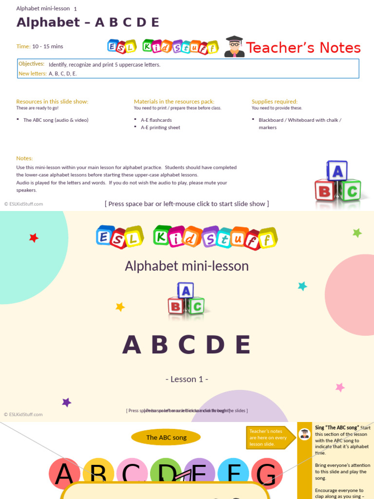 3.alphabet PP Lesson 1 ABCDE Upper Sample US | PDF