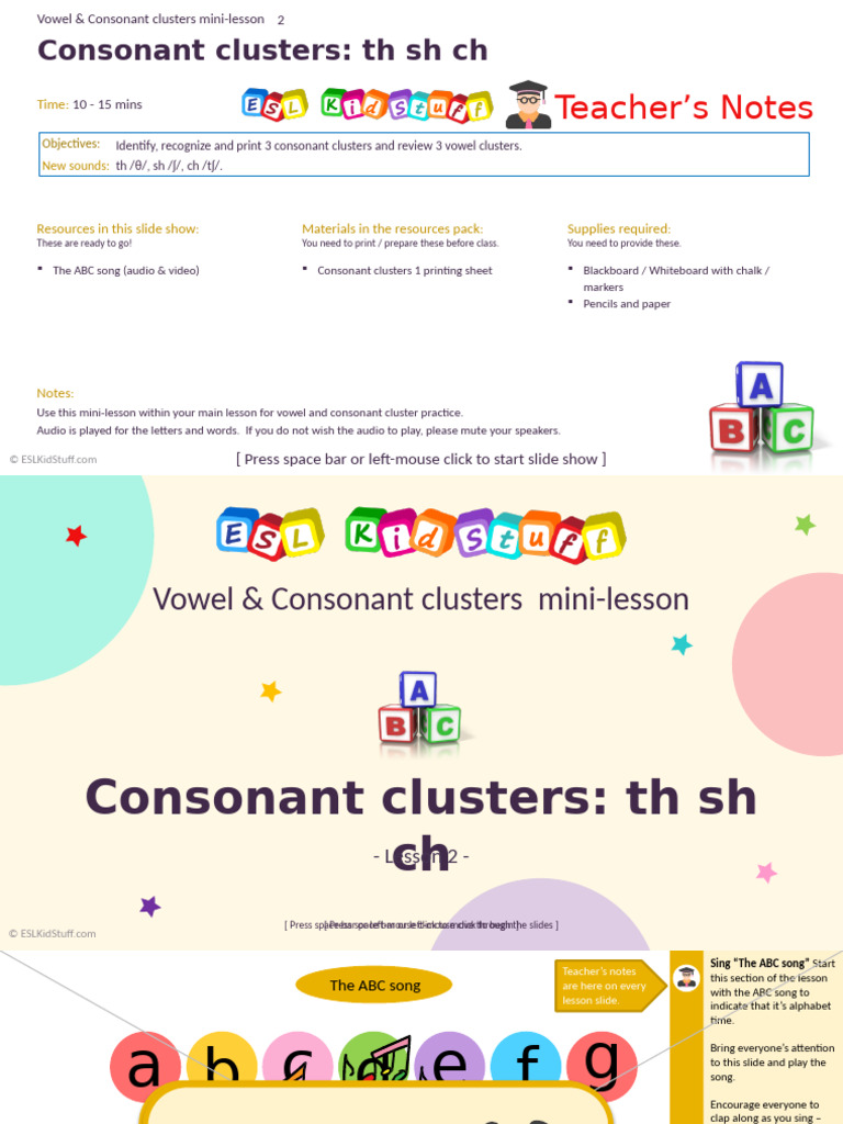 Clusters Lesson 2 Consonants Sample US | PDF | Consonant | Linguistics