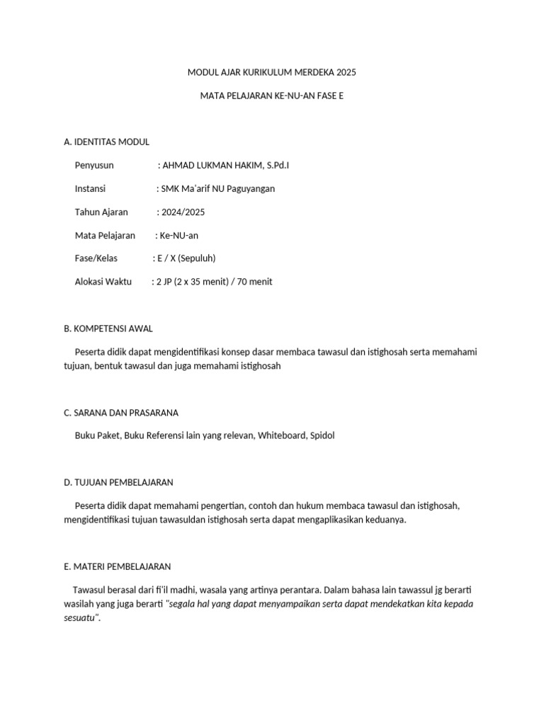 Modul Ajar Siap Print | PDF