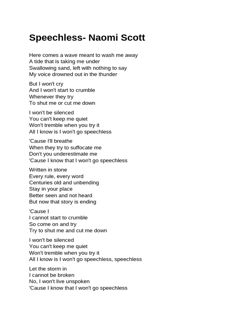 Speechless - Naomi Scott | PDF