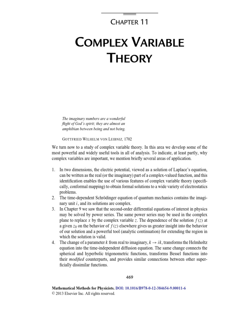 Complex Variable Theory Applications | PDF