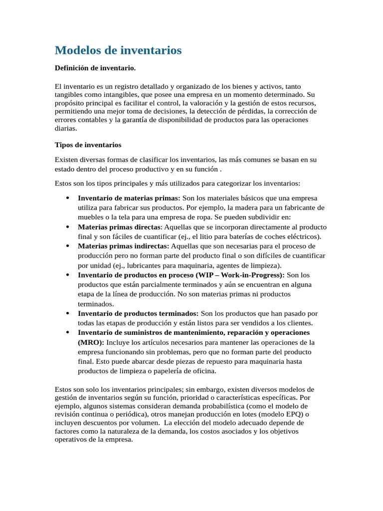 Modelos de Inventarios | PDF | Lean Manufacturing