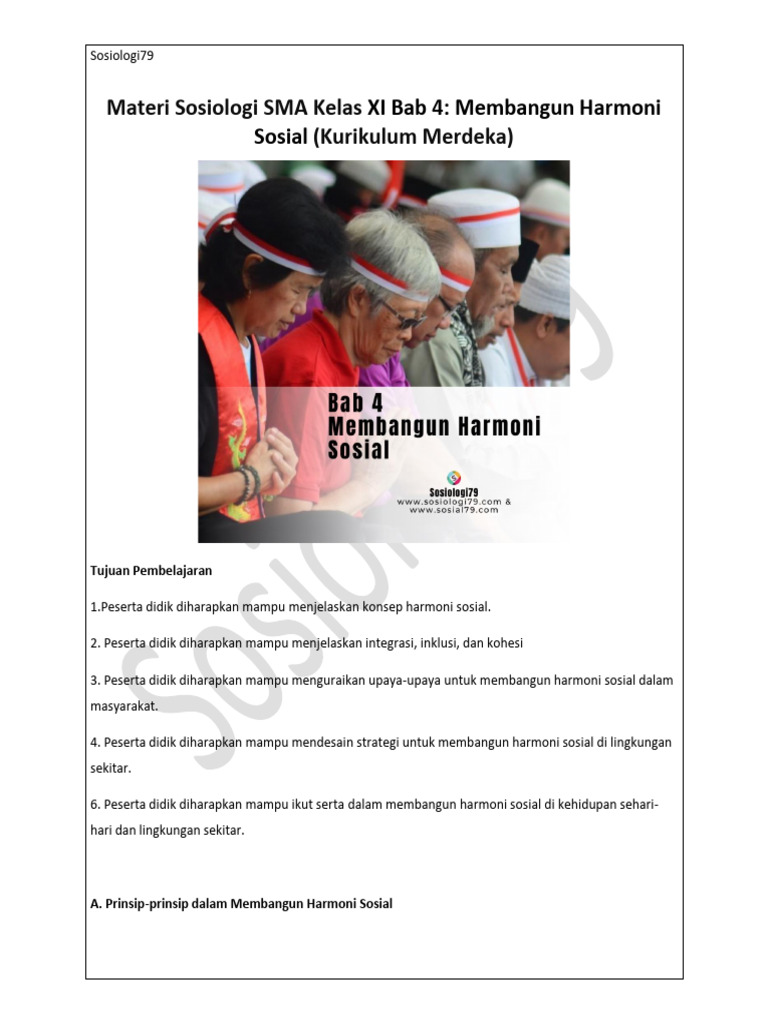 Kelas XI Bab 4. Membangun Harmoni Sosial | PDF